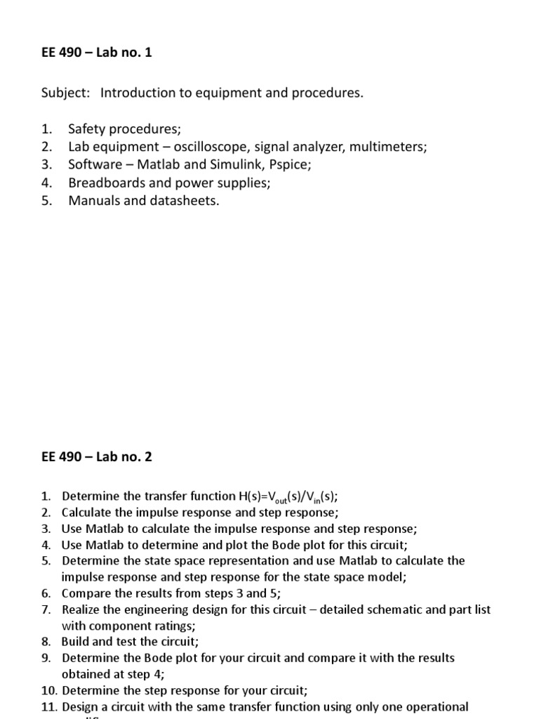 EE 490 - Lab No. 1 | Download Free PDF | Applied Mathematics ...