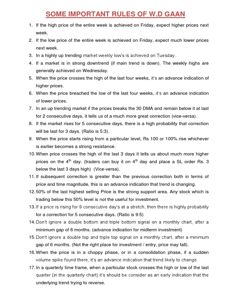 Gann Rules For Trading | PDF