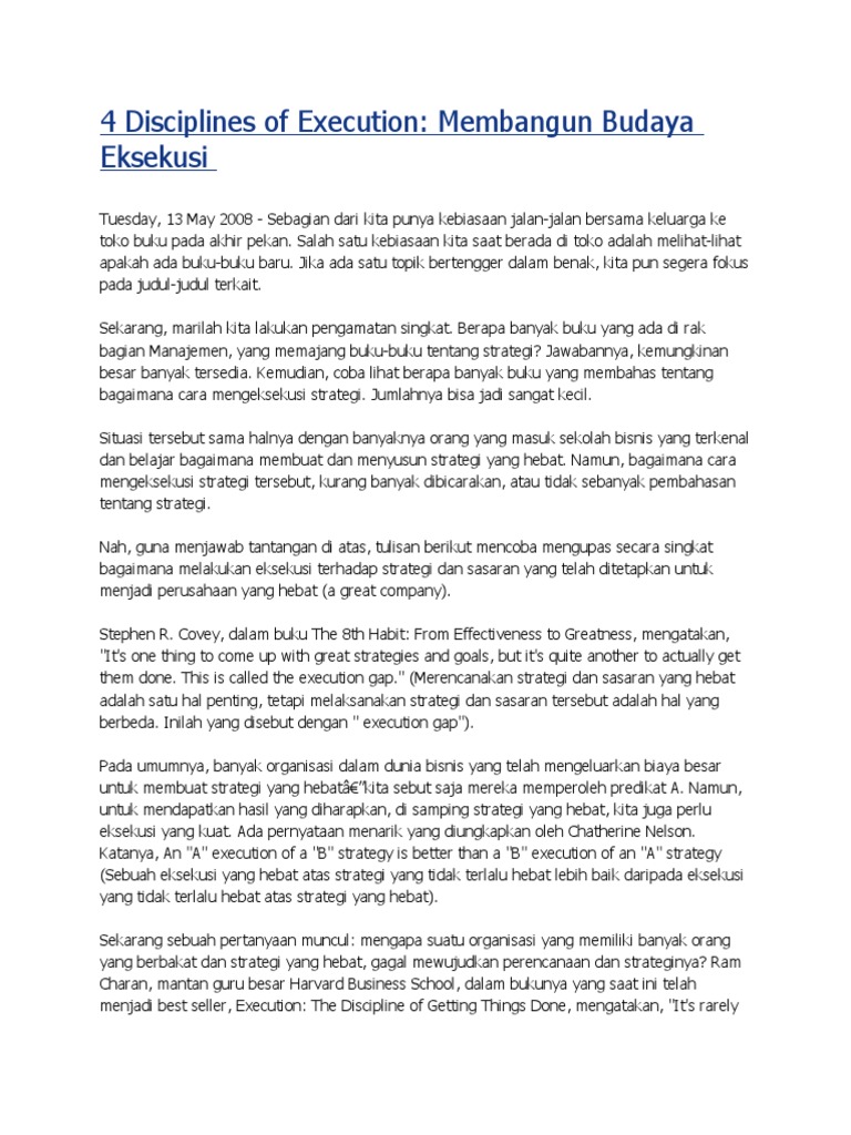 4 Disciplines of Execution | PDF