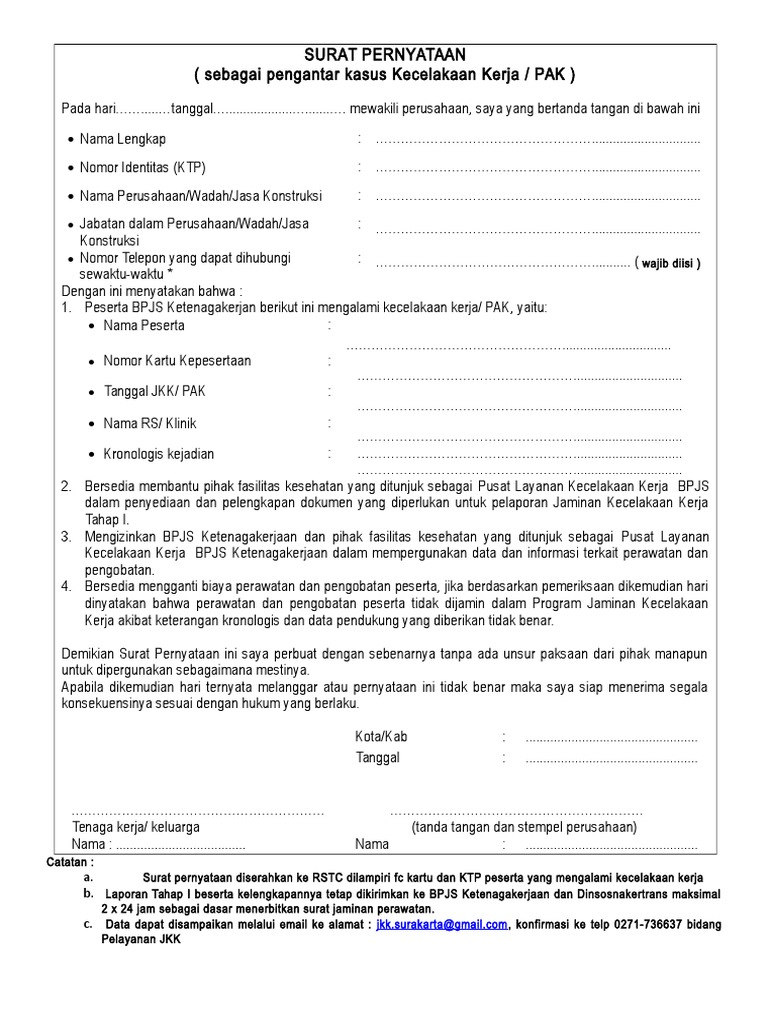 Standar Surat Pernyataan RSTC | PDF