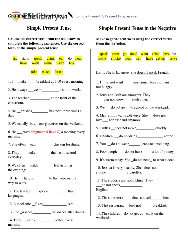 Act. Present Simple-Esl Library Simple Present | PDF | E Books | Question