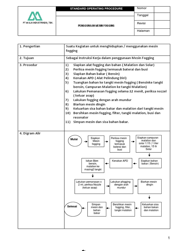 SOP Penggunaan Mesin Fogging DBD | PDF