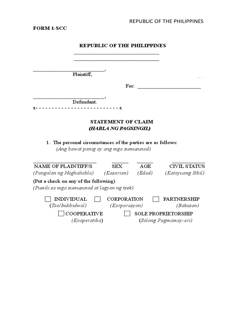 2016 Small Claims - Sample Forms | PDF | Lawsuit | Judgment (Law)