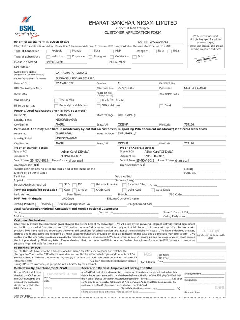 Caf Format | PDF | Credit Card | Identity Document