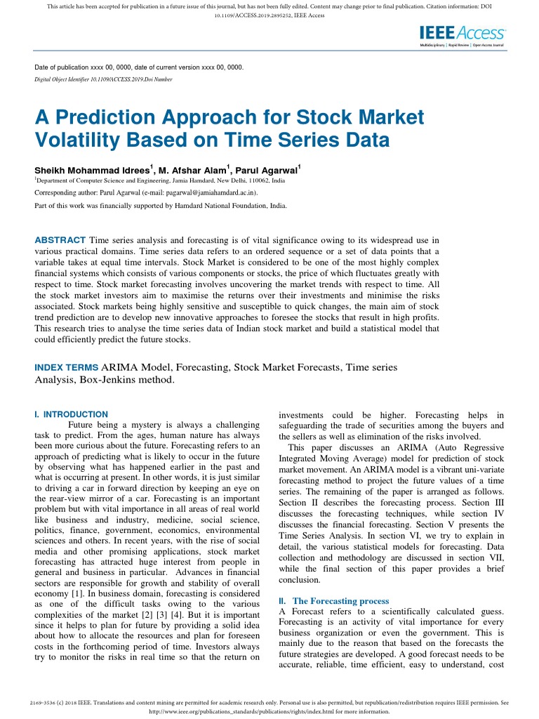 A Prediction Approach For Stock Market Volatility Based On Time Series ...