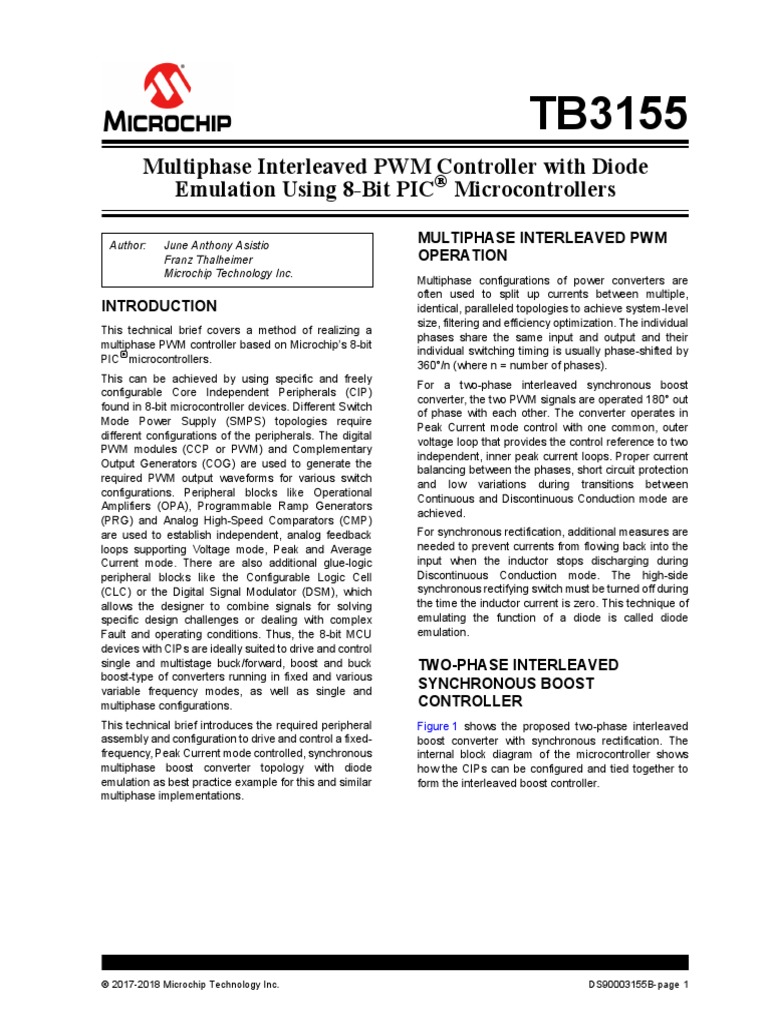 TB3155 Multiphase Interleaved PWM Controller With Diode Emulation DS90003155B | PDF ...