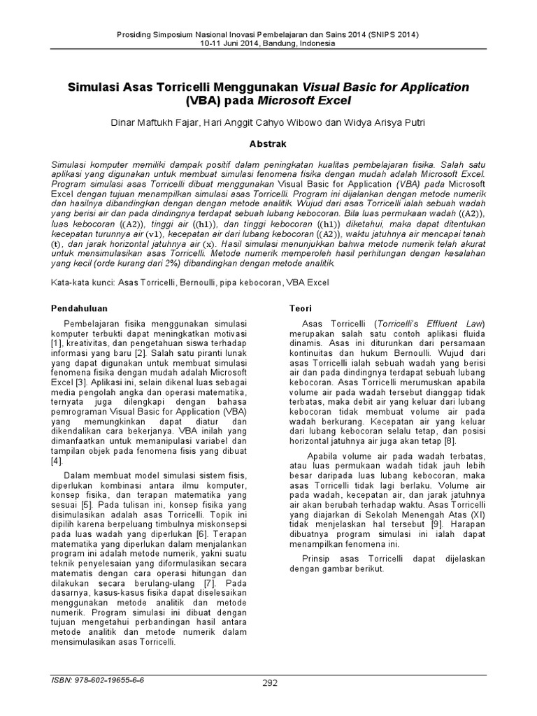 2014 Simulasi Asas Torricelli Menggunakan Visual Basic For Application ...
