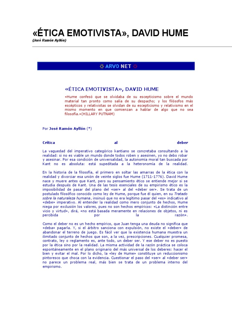 Etica Emotivista | Descargar gratis PDF | David Hume | Empirismo