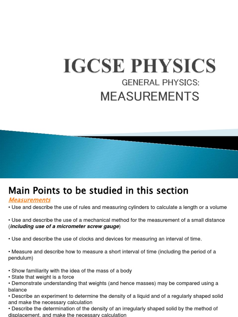 Physics Measurements Guide | PDF | Density | Measurement