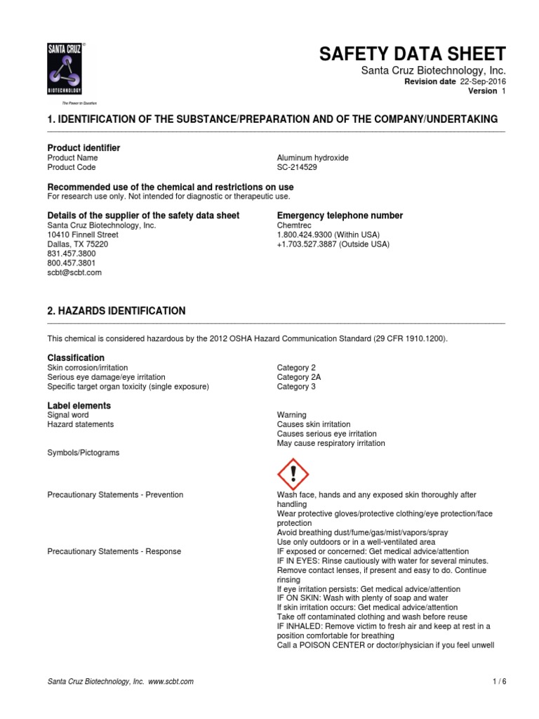 Safety Data Sheet | PDF | Personal Protective Equipment | Toxicity