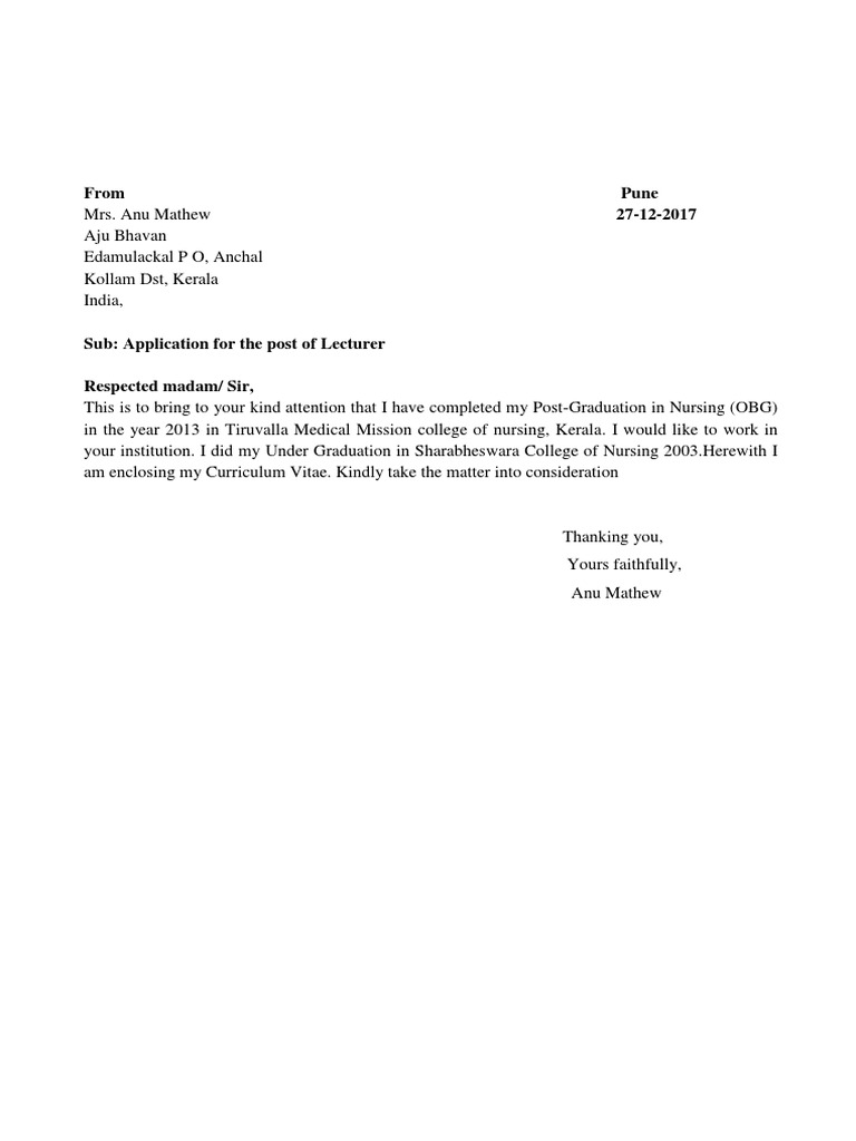 Anu Mathew-Biodata Original | PDF | Nursing | Hospital