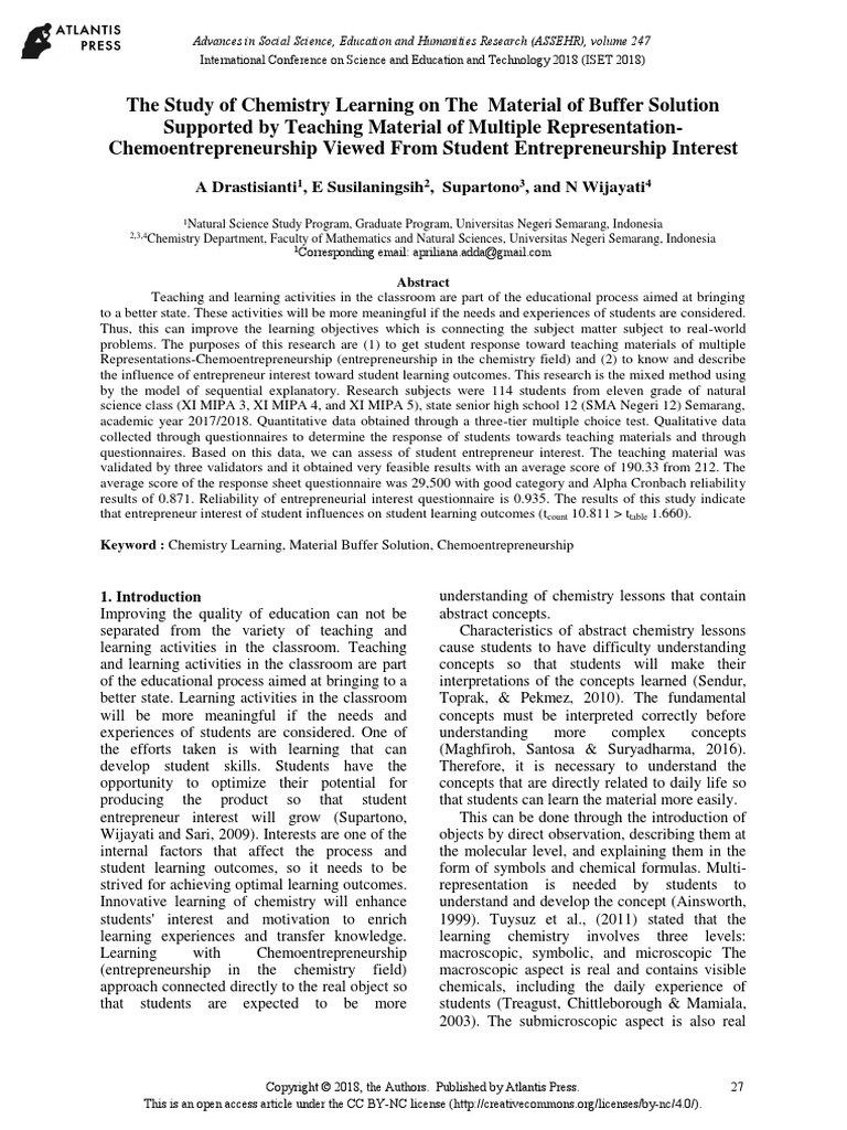 The Study of Chemistry Learning On The Material of Buffer Solution Supported by Teaching ...