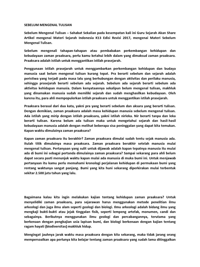 Sebelum Mengenal Tulisan | PDF