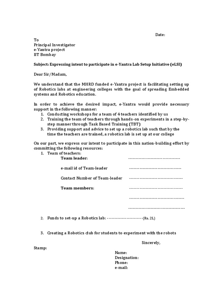 Letter of Intent | PDF