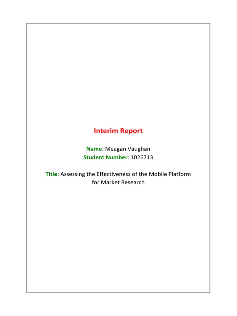 1 Interim Report | PDF | Survey Methodology | Personal Computers