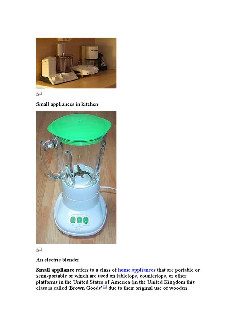 Small Appliances in Kitchen | PDF | Electricity | Electronic Engineering