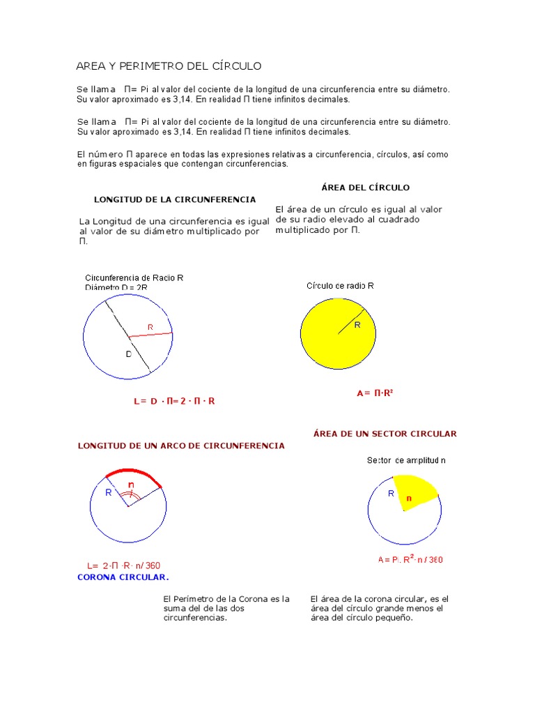Área y Perímetro del Círculo | PDF | Pi | Geometría