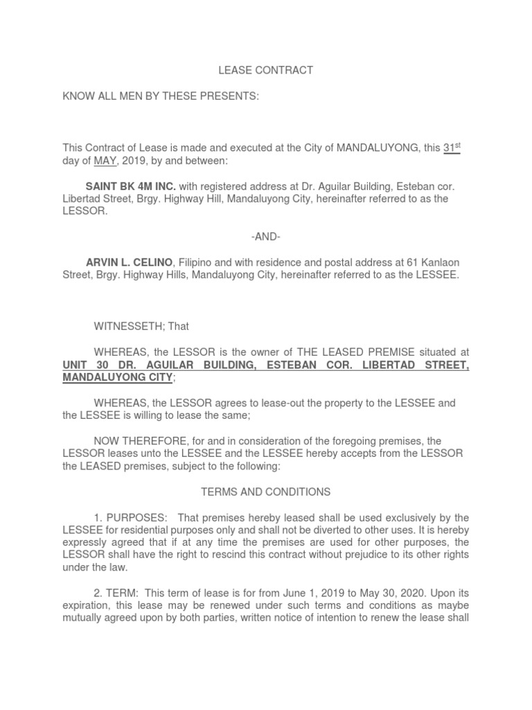 Lease Contract | PDF | Lease | Common Law