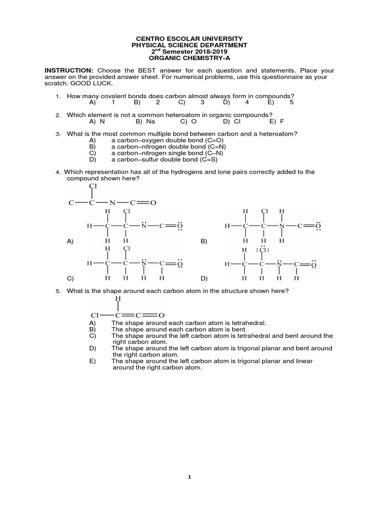 Reviewer Organic Chemistry Reviewer | PDF | Chemical Compounds ...