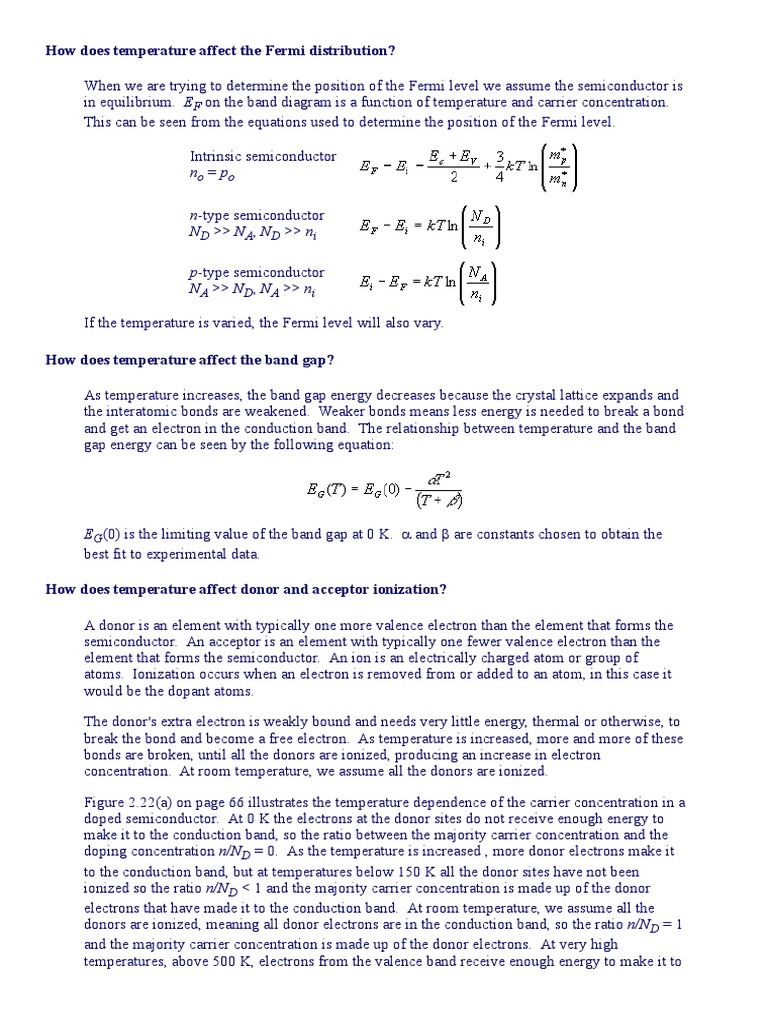 Temperature Dependence of Charge Carriers | PDF | Semiconductors ...