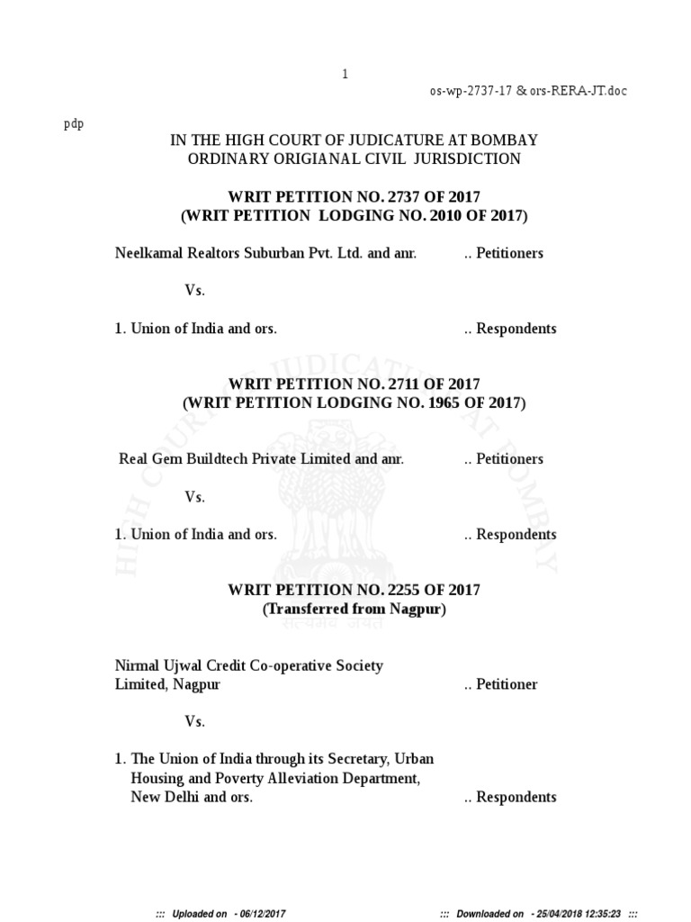 Judgement On RERA Act Challenge | PDF | Tribunal | Appeal