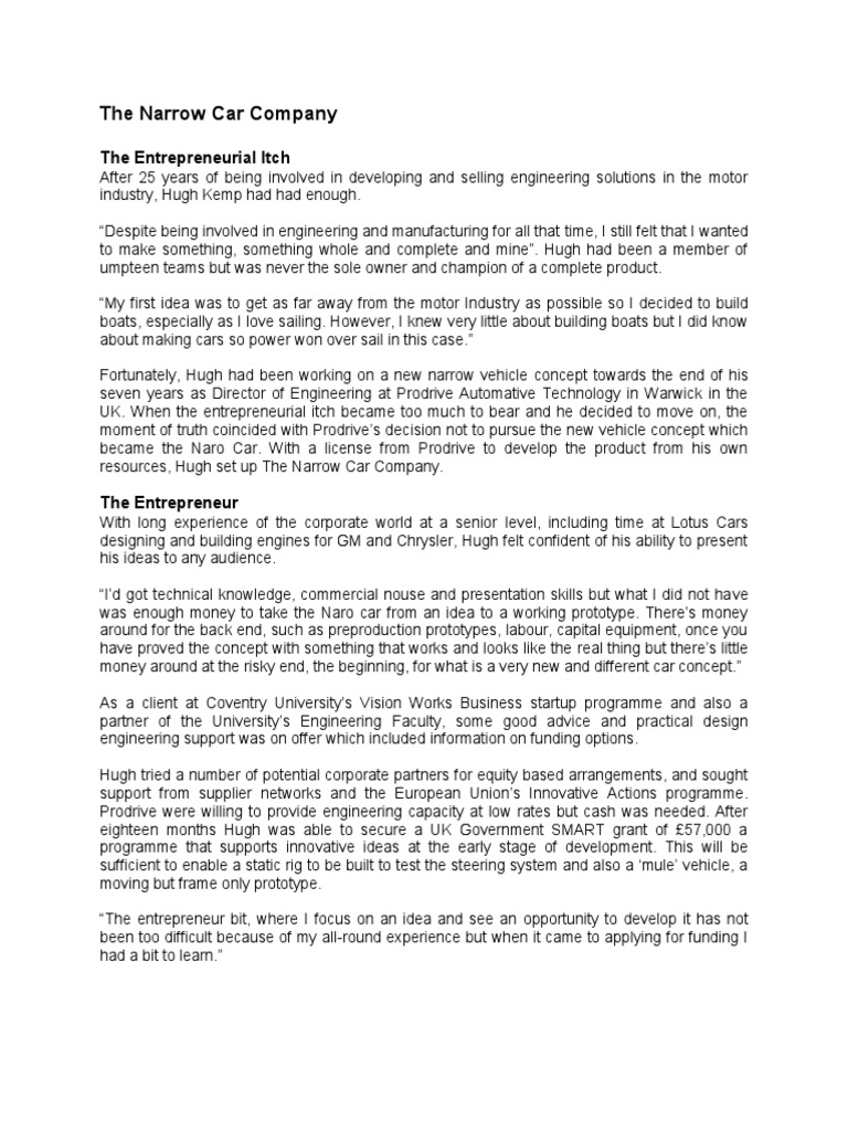 Naro Car: Innovative Narrow Vehicle Concept | PDF | Car | Motorcycle