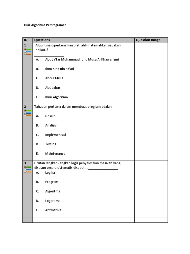 Quiz Algoritma Pemrograman | PDF