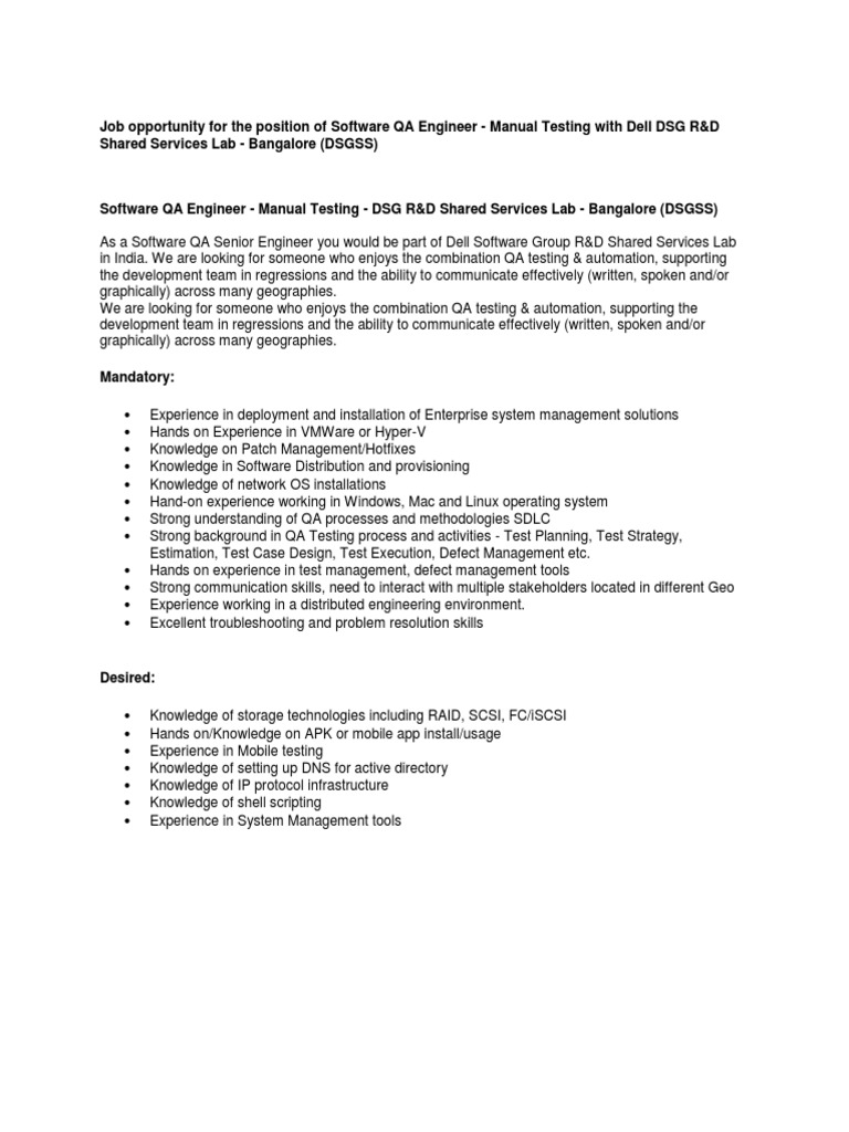 Software QA Engineer - Manual Testing | PDF