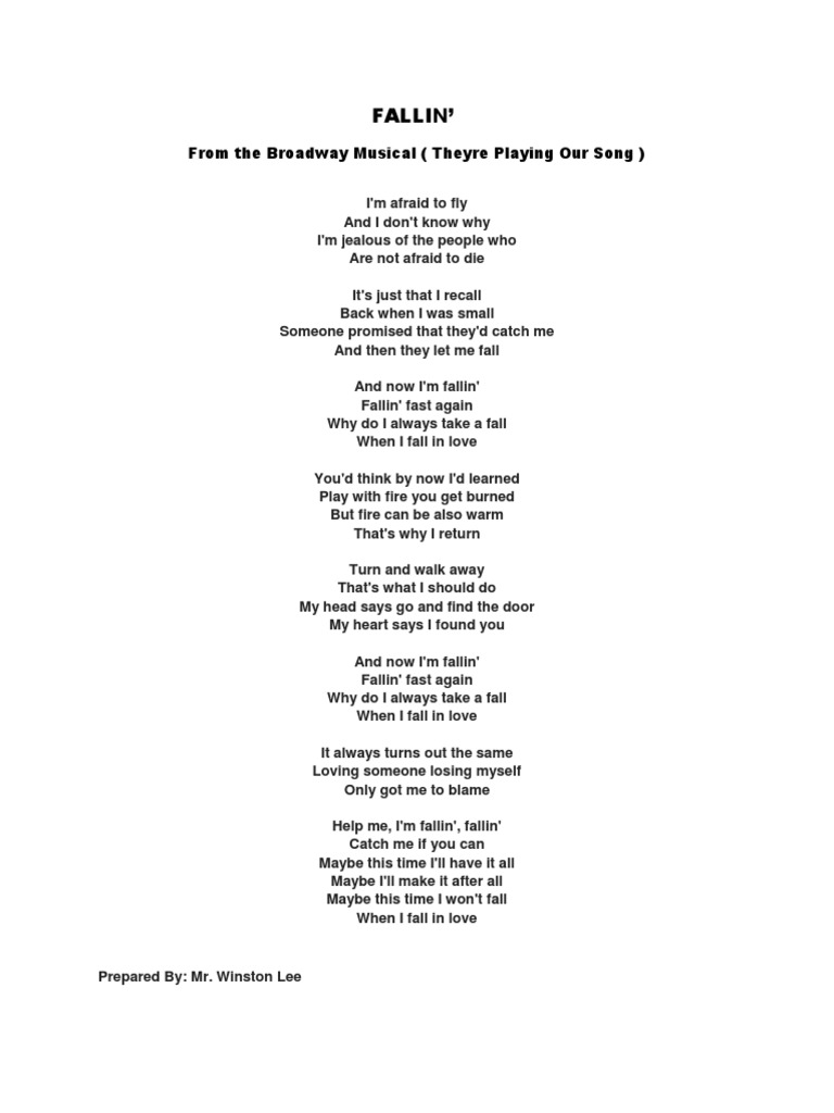 FALLIN Lyrics For Sec 1 | PDF