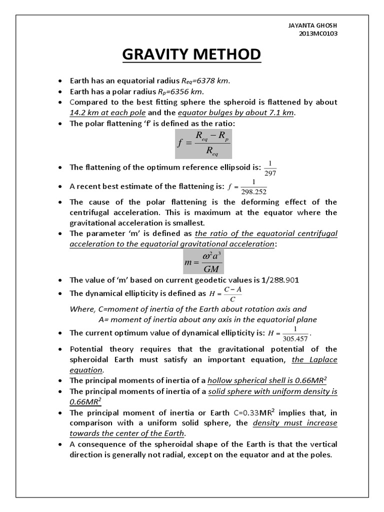 Gravity Method | PDF | Latitude | Equator