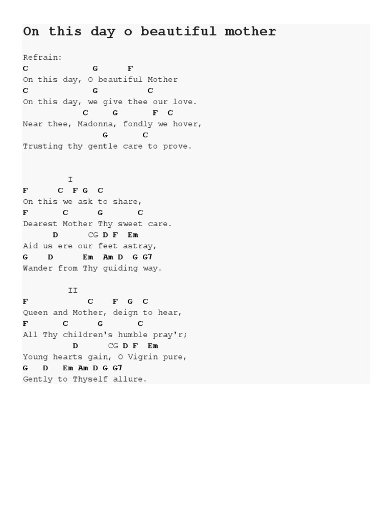 On This Day o Beautiful Mother | PDF