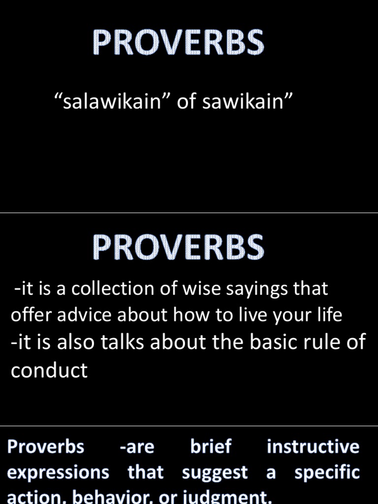 Proverbs | PDF | Tagalog Language | Folklore