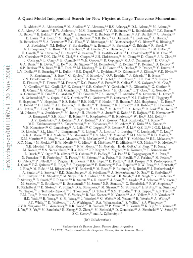 A Quasi-Model-Independent Search For New Physics at Large Transverse Momentum | PDF | Standard ...
