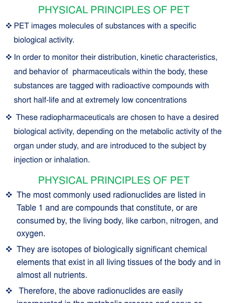 Physical Principles of Pet | PDF