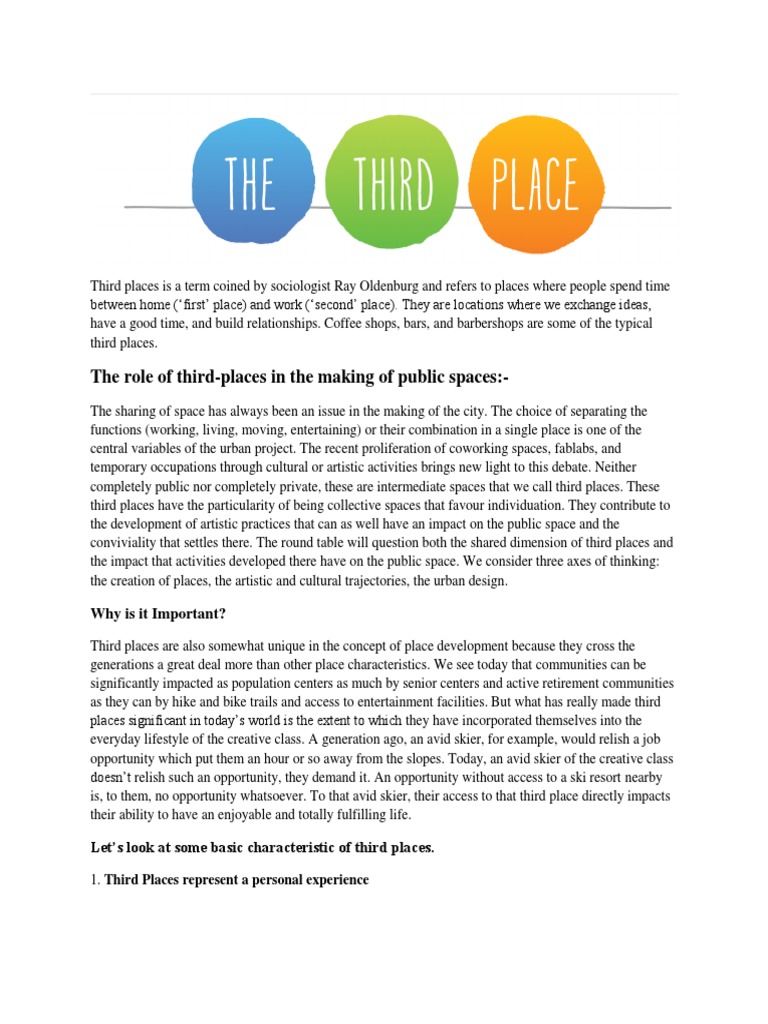 Third Places Is A Term Coined by Sociologist Ray Oldenburg and Refers ...