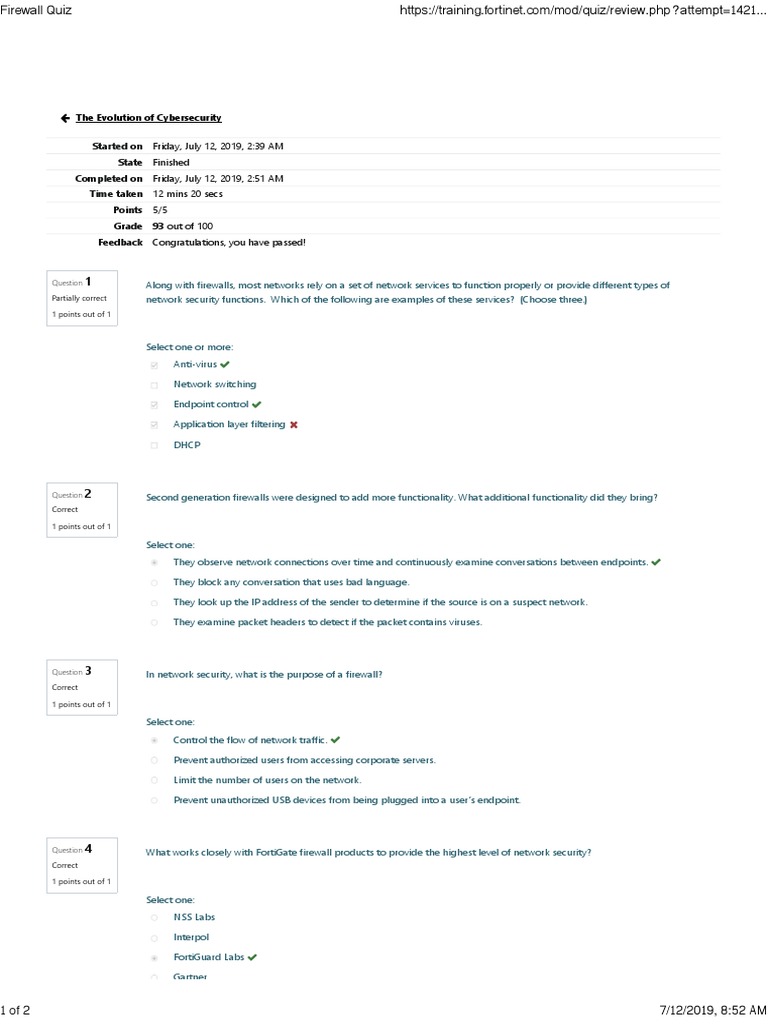 The Evolution of Cybersecurity - Firewall Quiz | PDF | Firewall ...
