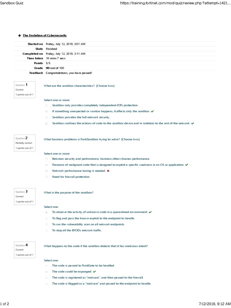 The Evolution of Cybersecurity - Sandbox Quiz | PDF | Malware ...