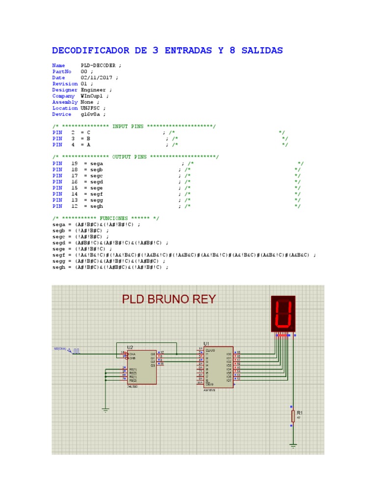 Decodificador de 3 Entradas Y 8 Salidas: Name Partno Date Revision ...