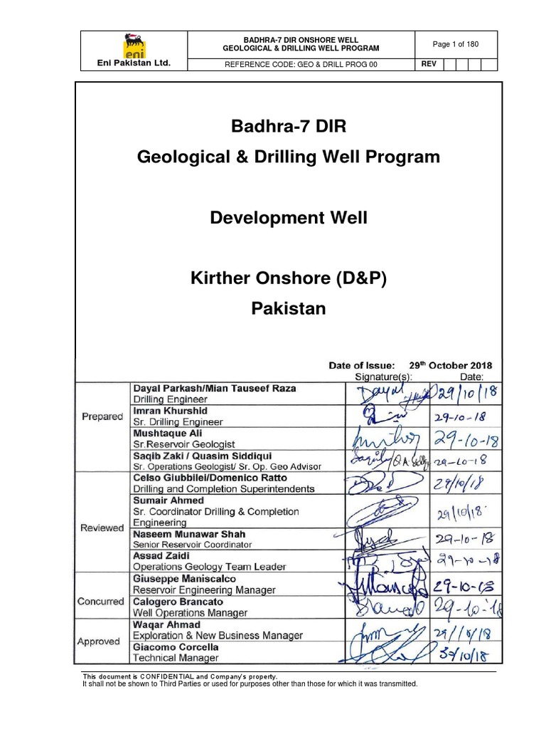 BADHRA-7 DIR Geological & Drilling Well Program | PDF | Casing ...