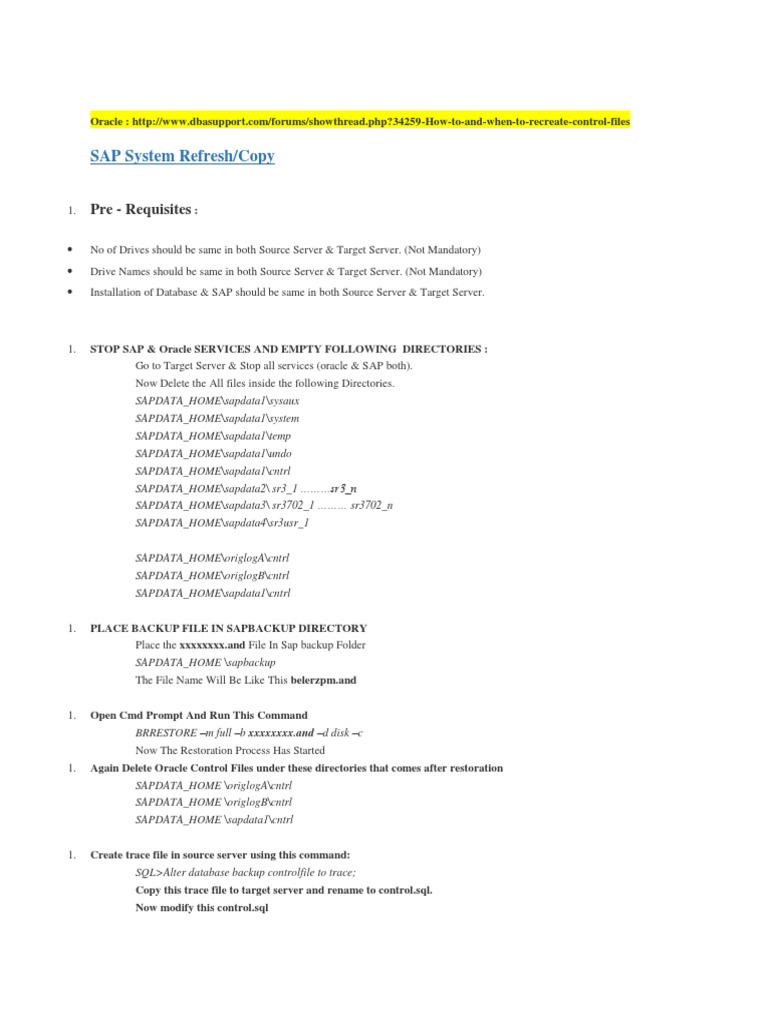 System Refresh Pdf Oracle Database Backup