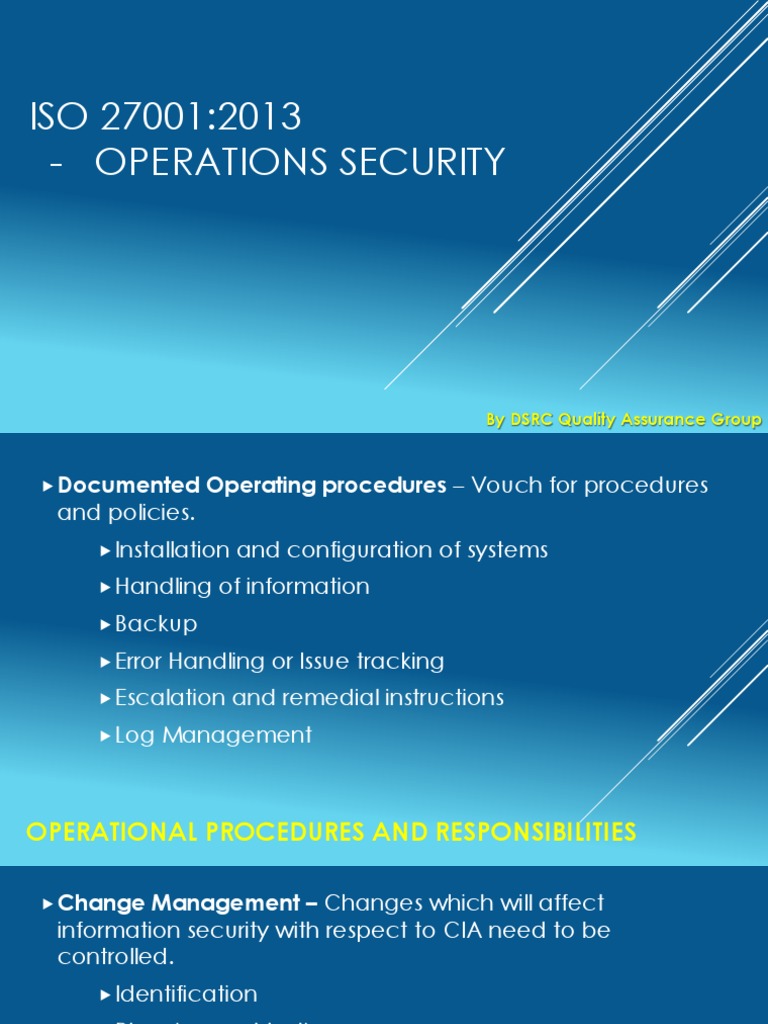 ISO 27001 - Operations | PDF | Information Security | Backup