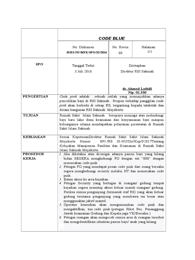 Sop Code Blue | PDF