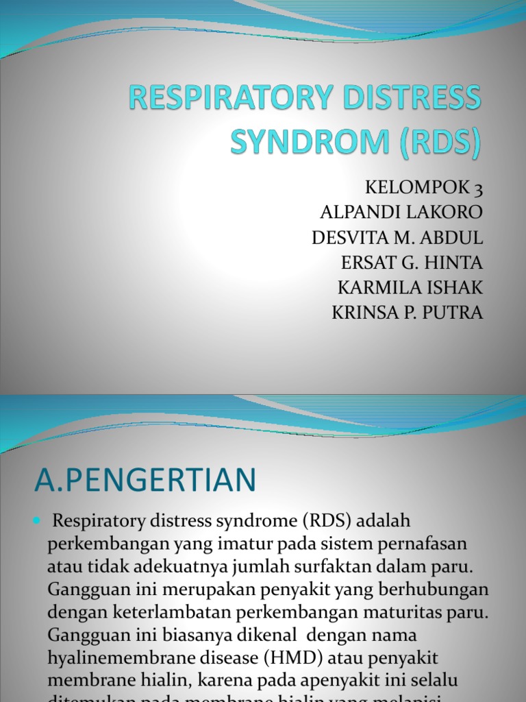 Respiratory Distress Syndrom (RDS) | PDF