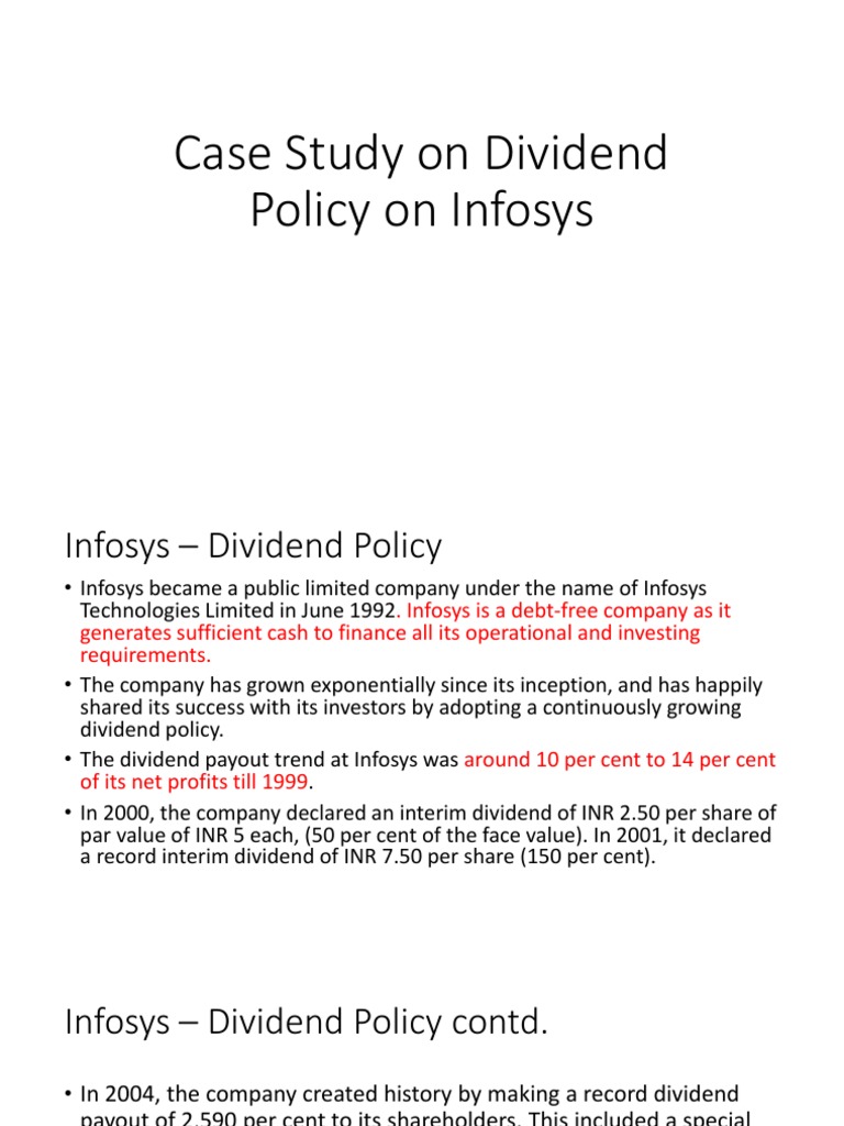 Case Study On Dividend Policy On Infosys | PDF | Dividend | Corporations