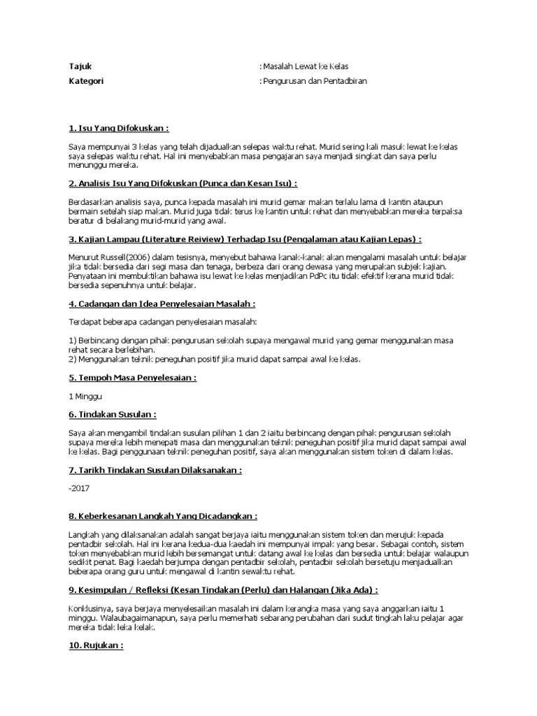 Jurnal m8 Murid Lewat Ke Kelas | PDF