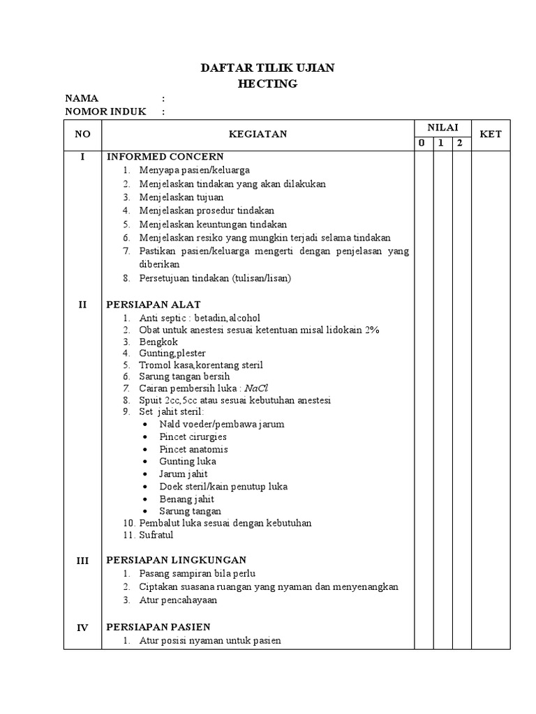 DAFTAR TILIK Hecting | PDF | Kesehatan Holistik | Sains & Matematika