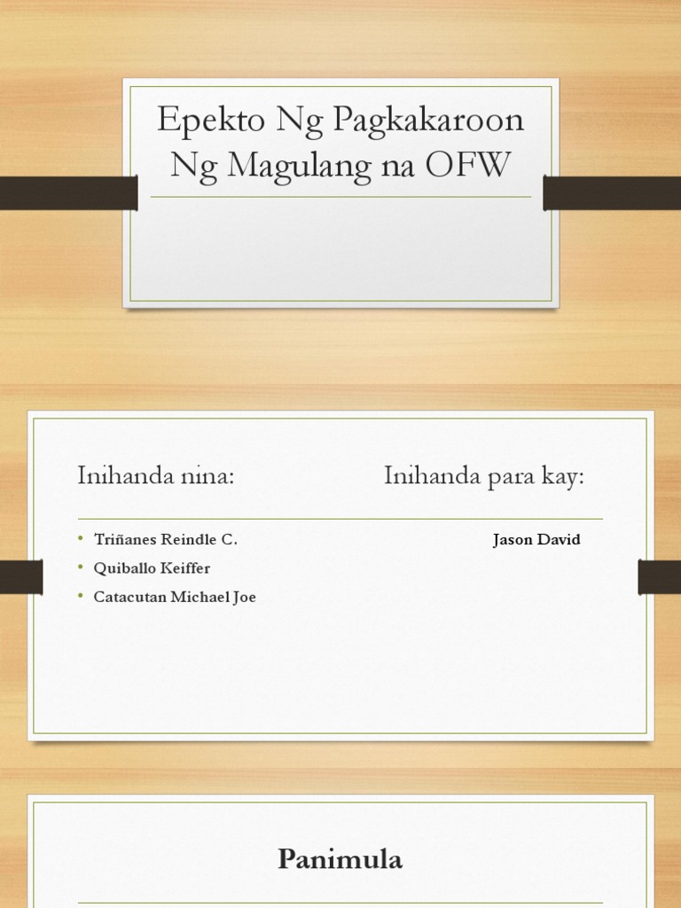 Epekto NG Pagkakaroon NG Magulang Na OFW | PDF