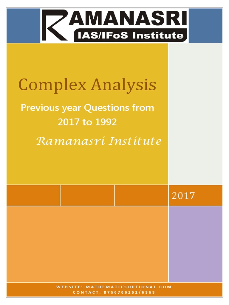 UPSC Previous Year Complex Analysis Question Paper Mathematics Optional ...