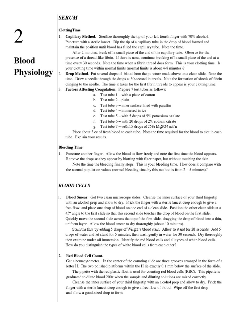 Blood Physiology | PDF | Coagulation | Blood Type