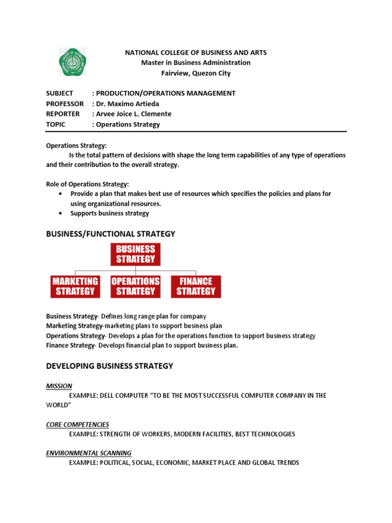 Handouts Operations Strategy | PDF | Strategic Management | Competition